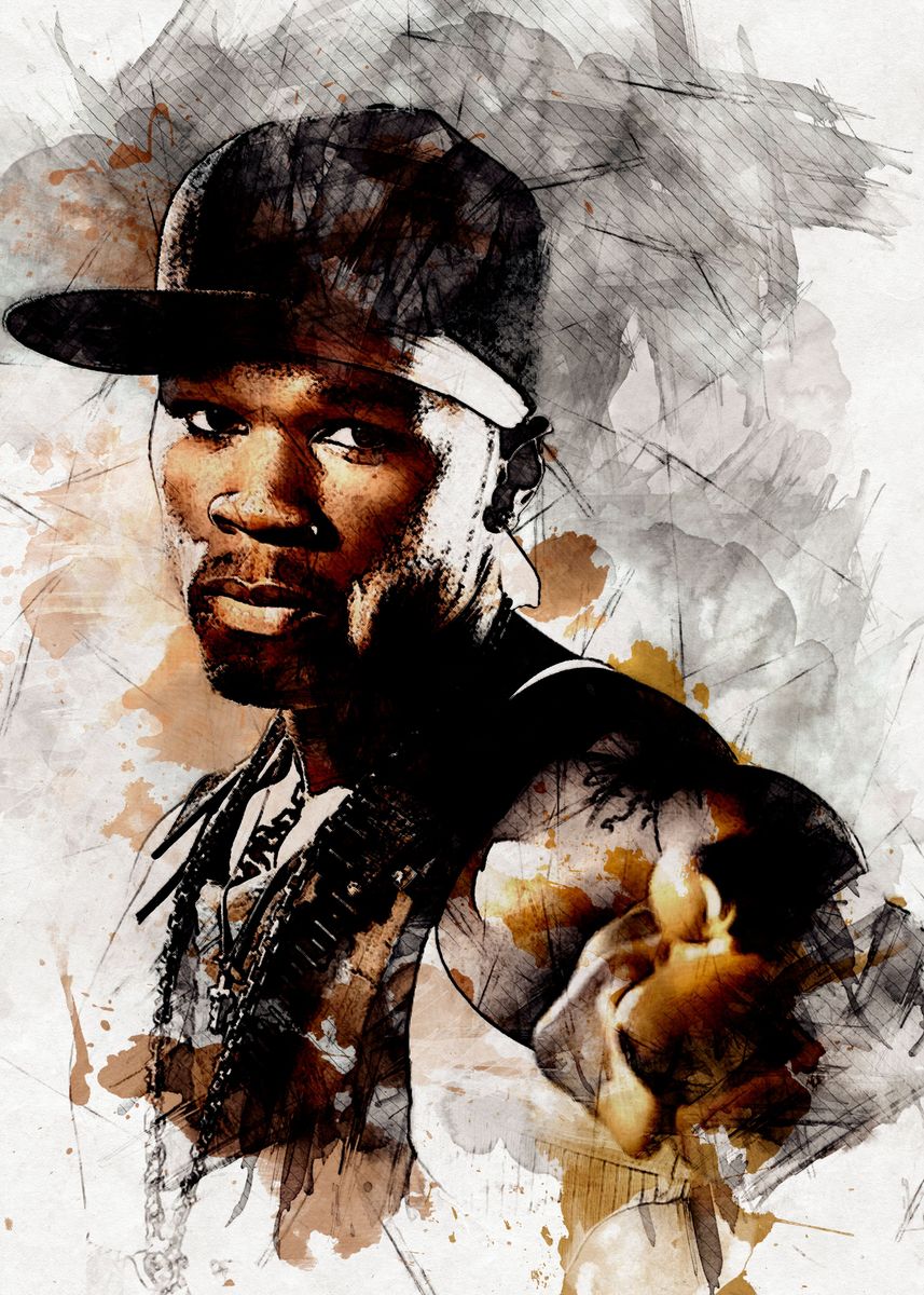 '50 Cent Rapper Hiphop' Poster, picture, metal print, paint by XmeShop ...