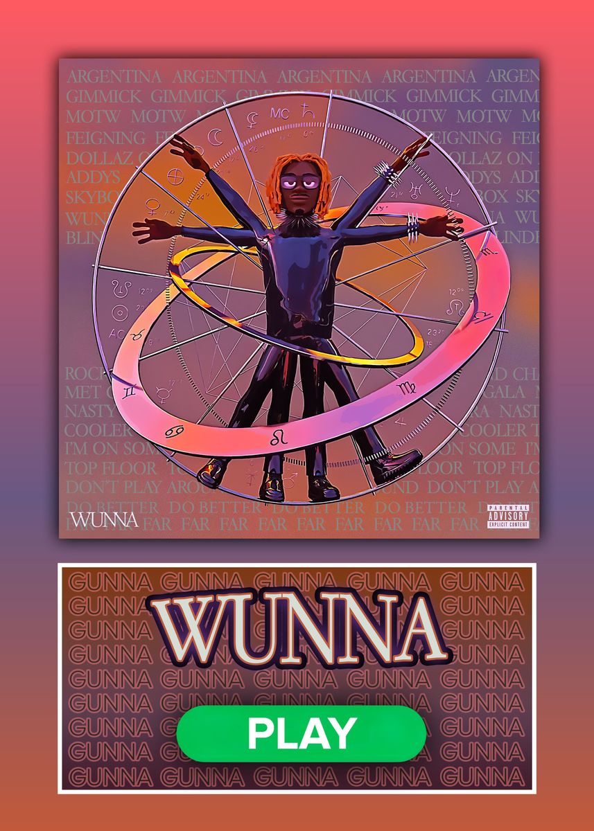 'Wunna by Gunna' Poster, picture, metal print, paint by Peter Folkenæs ...