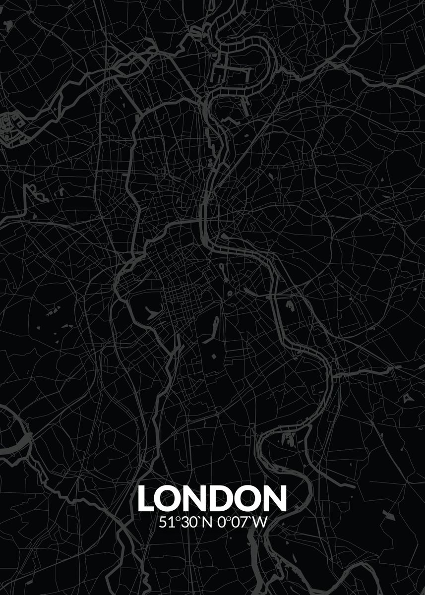 'London Black Map' Poster by maystudio | Displate