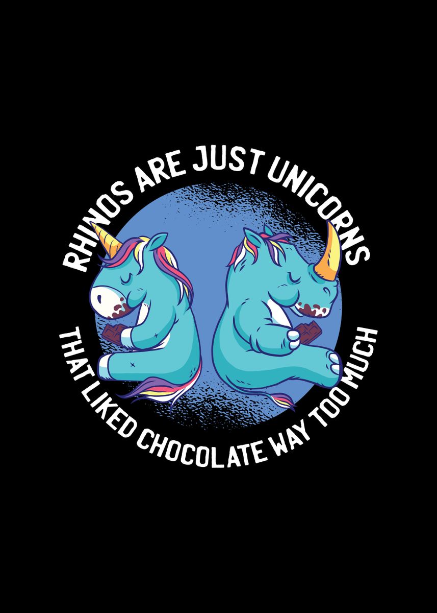 'Funny Rhino Chocolate Gift' Poster, picture, metal print, paint by ...