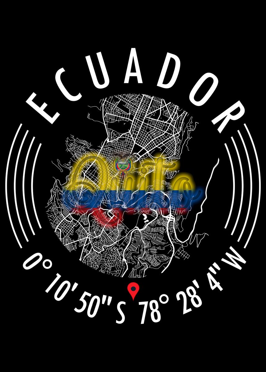 'Quito Ecuador Map' Poster, picture, metal print, paint by Artistic ...