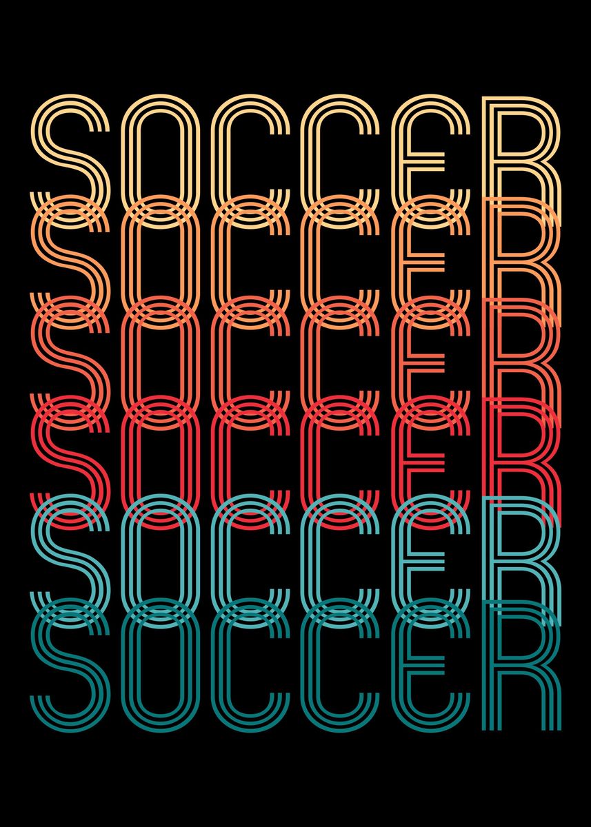'Soccer Text Retro' Poster, picture, metal print, paint by Cooldruck ...