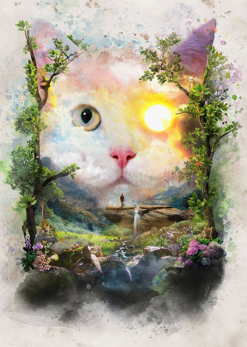 'Day Cat' Poster, picture, metal print, paint by Barrett Biggers | Displate