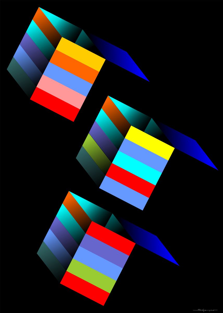 ' floating boxes' Poster, picture, metal print, paint by orlando salero ...