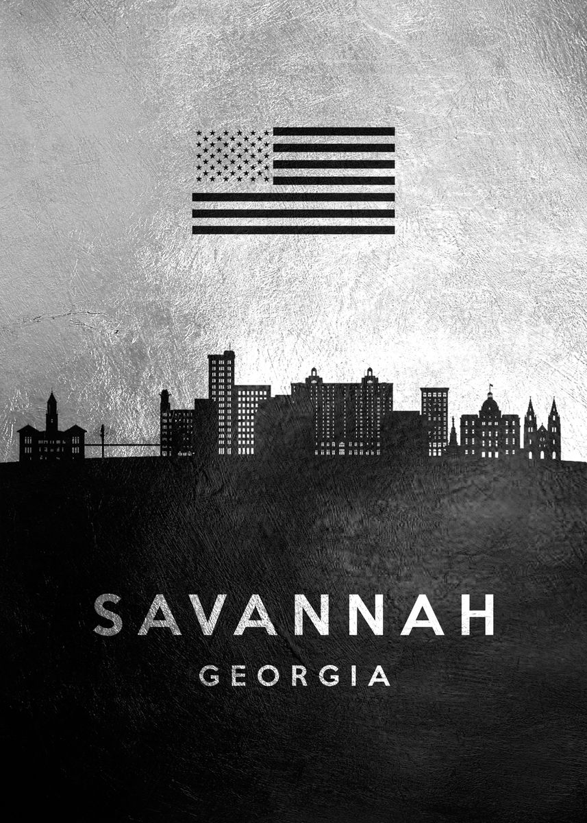 'Savannah Georgia Skyline' Poster, picture, metal print, paint by ...