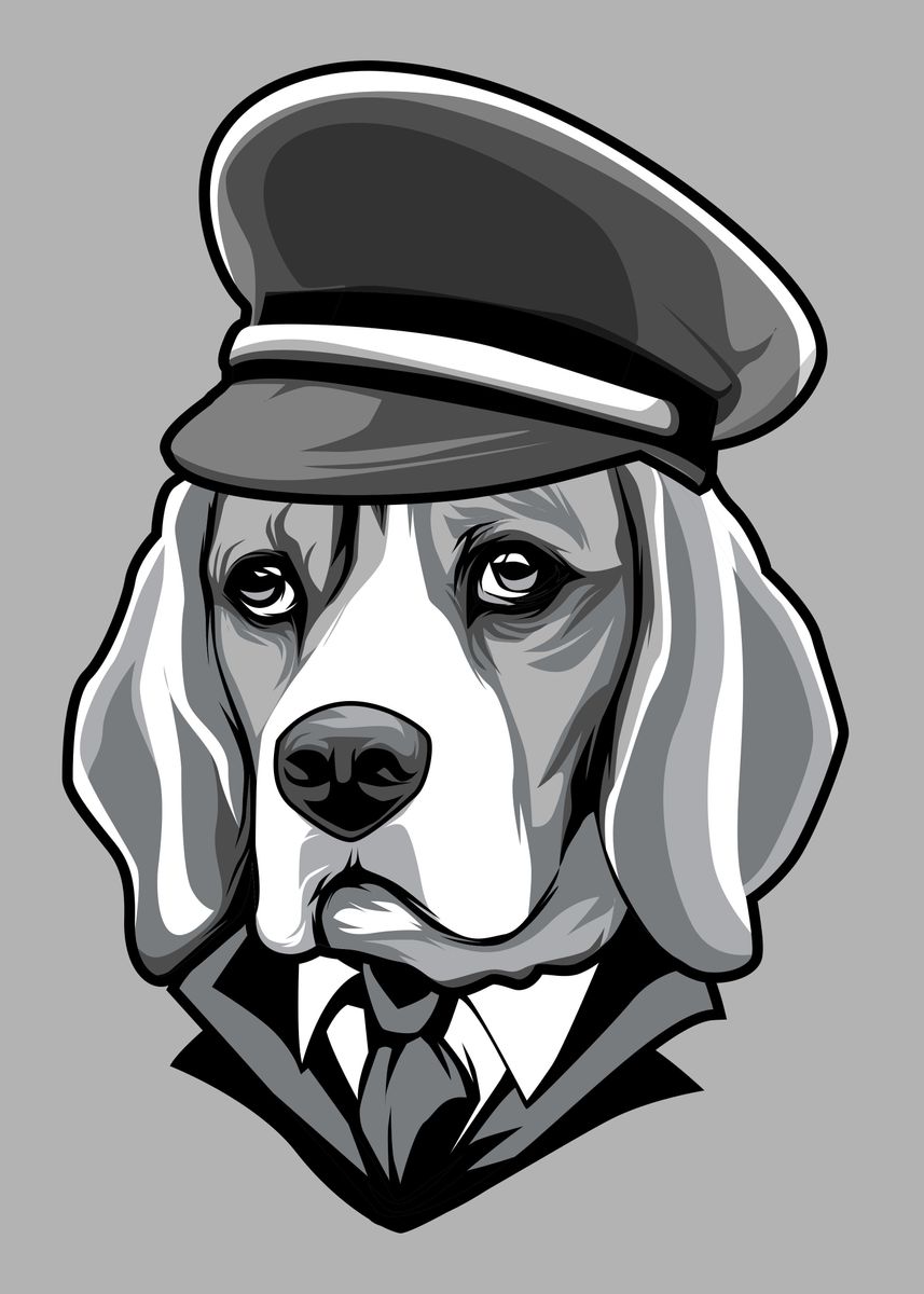 'Pilot Beagle Dog' Poster, picture, metal print, paint by Muhamad ...