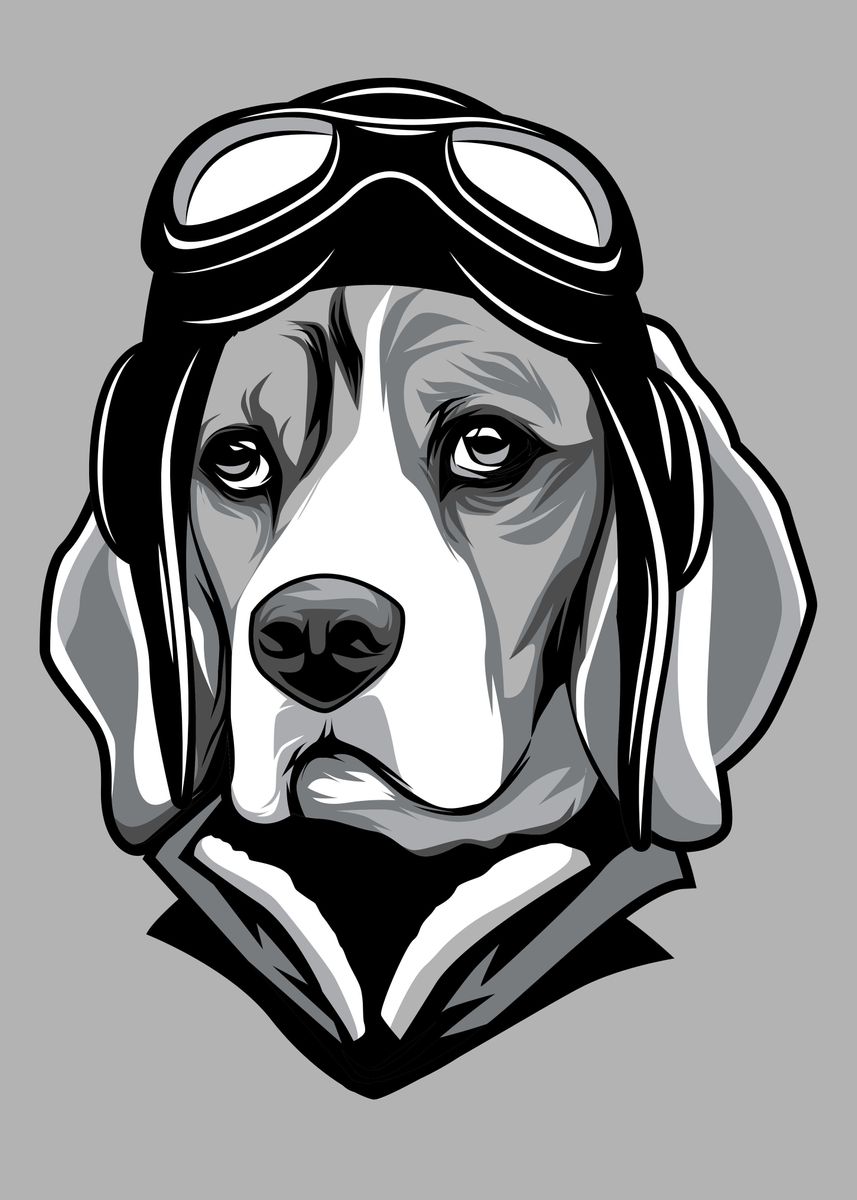 'Pilot Beagle Dog' Poster, picture, metal print, paint by Muhamad ...