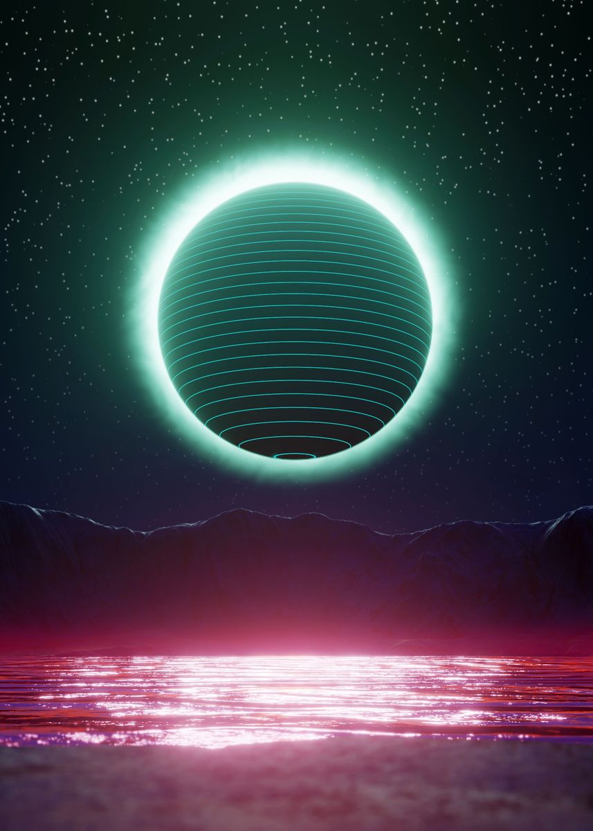 'The sunset synth wave art' Poster by SALOX | Displate