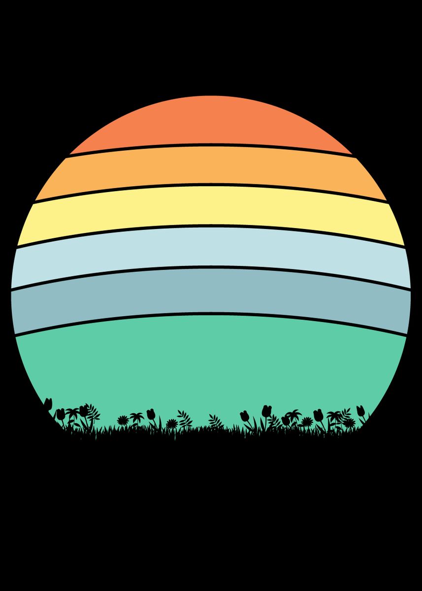 'retro sunset rainbow' Poster, picture, metal print, paint by thriveco ...