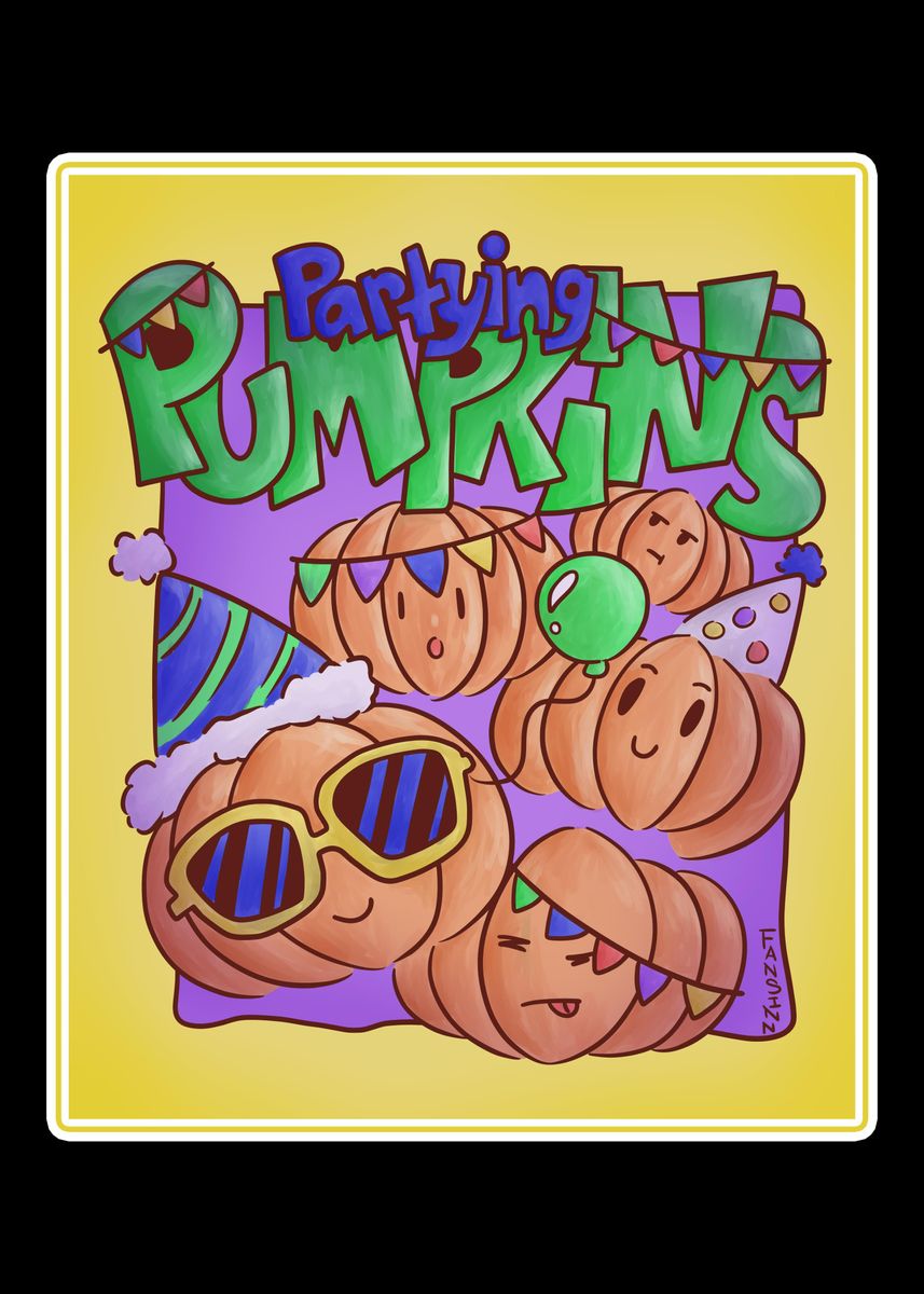 'Halloween Party Pumpkin fu' Poster, picture, metal print, paint by ...