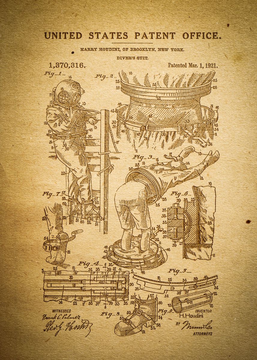 ' Houdini Diving Suit' Poster, picture, metal print, paint by ...