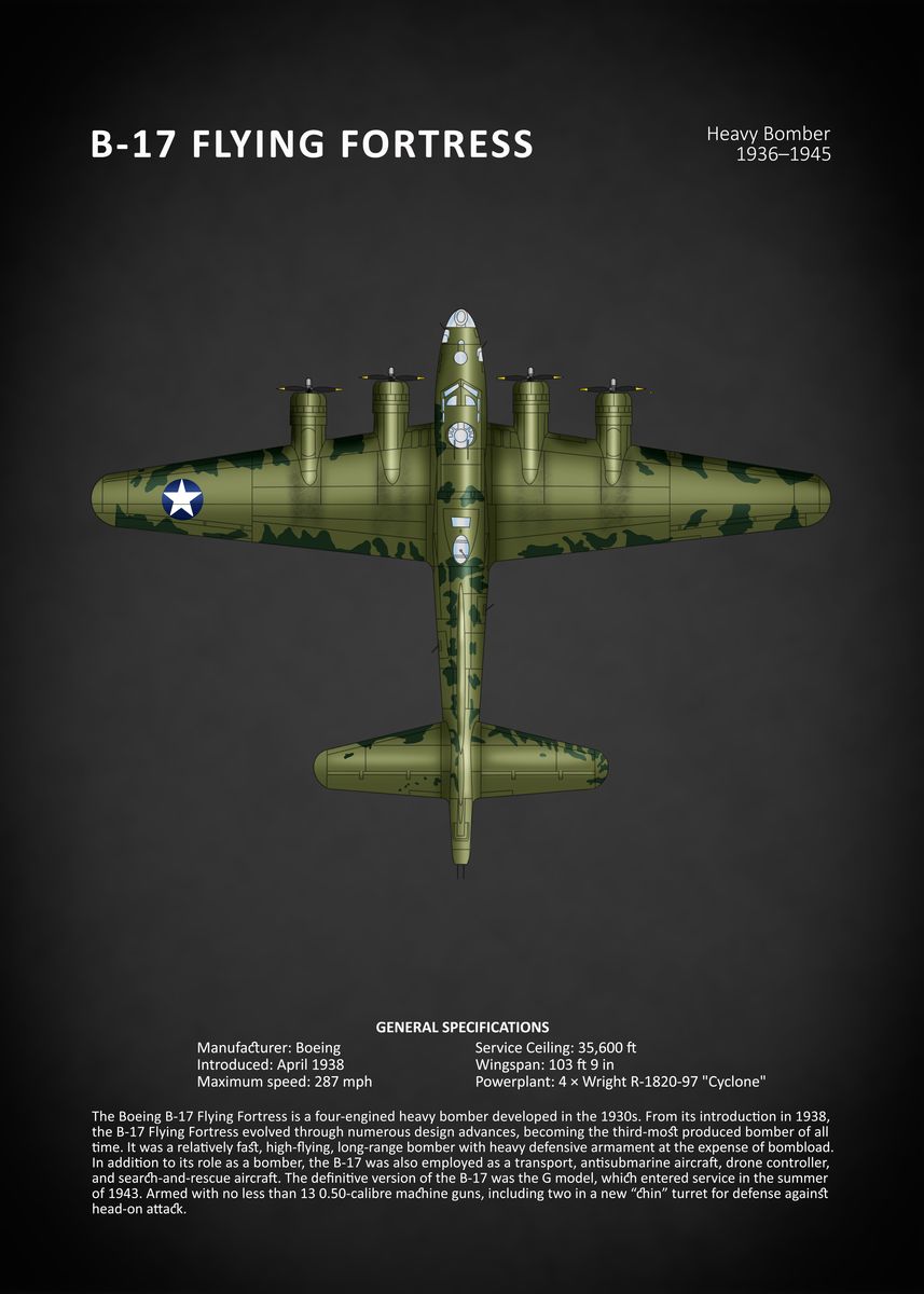 'B17 Flying Fortress' Poster, picture, metal print, paint by ...
