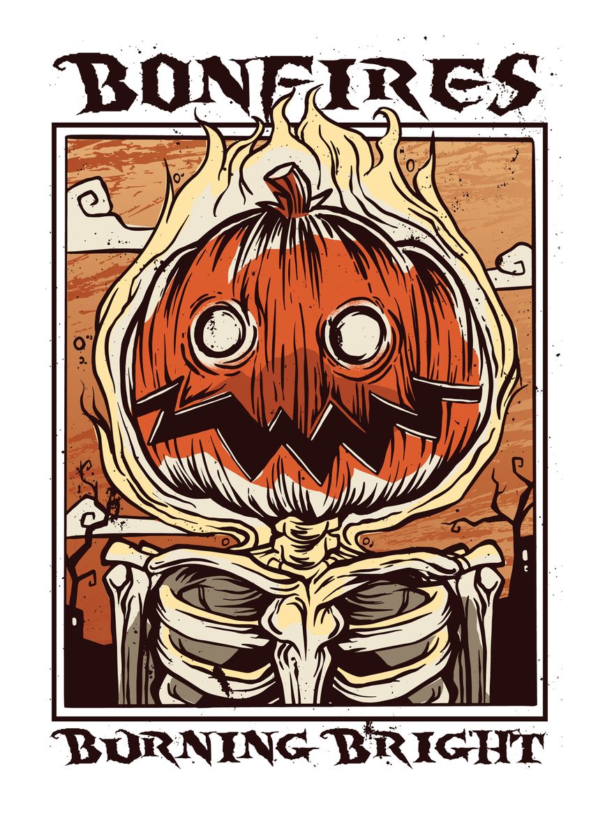 'Bonfire Pumpkin Halloween' Poster by Maax Fantasy | Displate