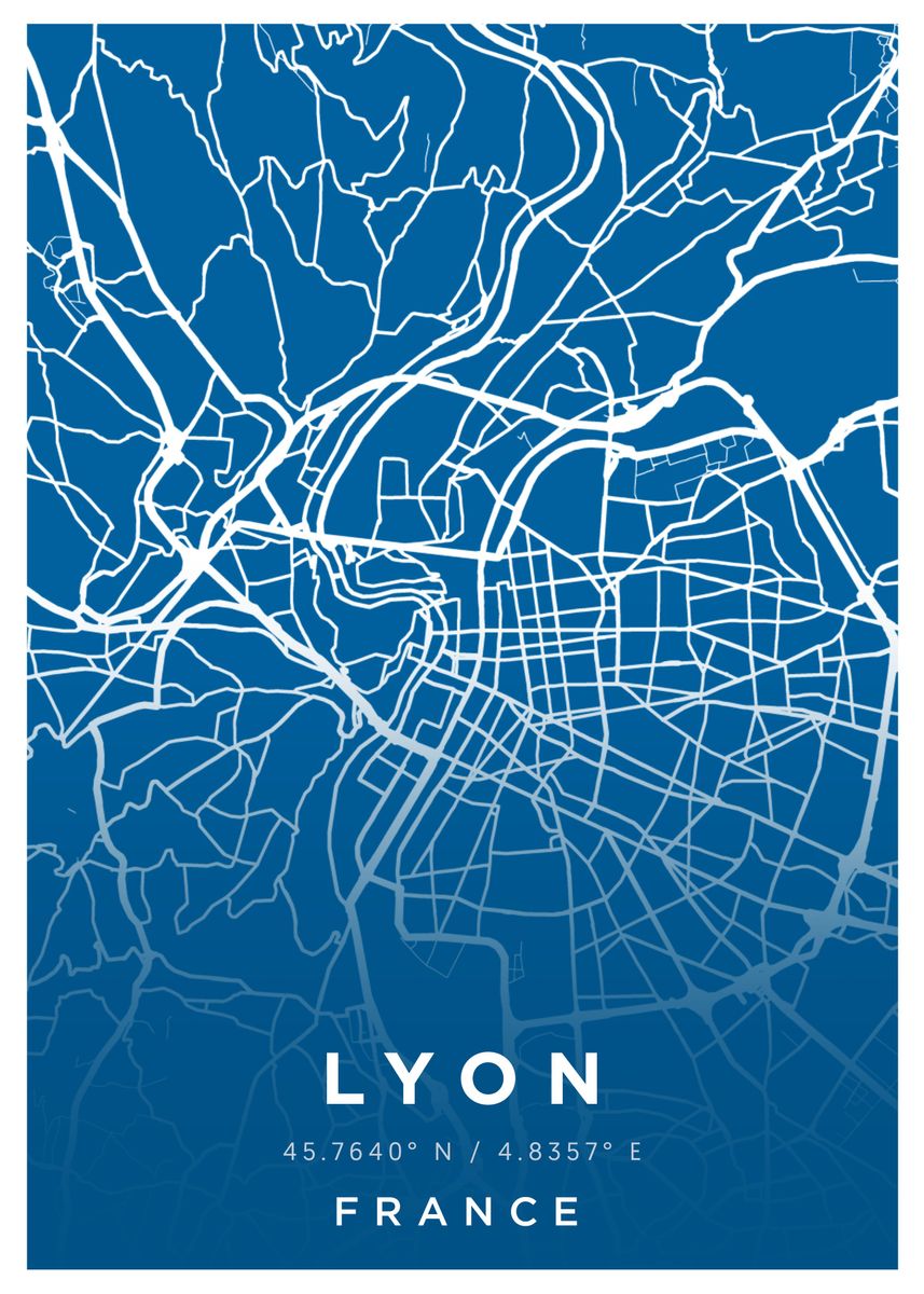'Lyon Map' Poster by Pixel Nation | Displate