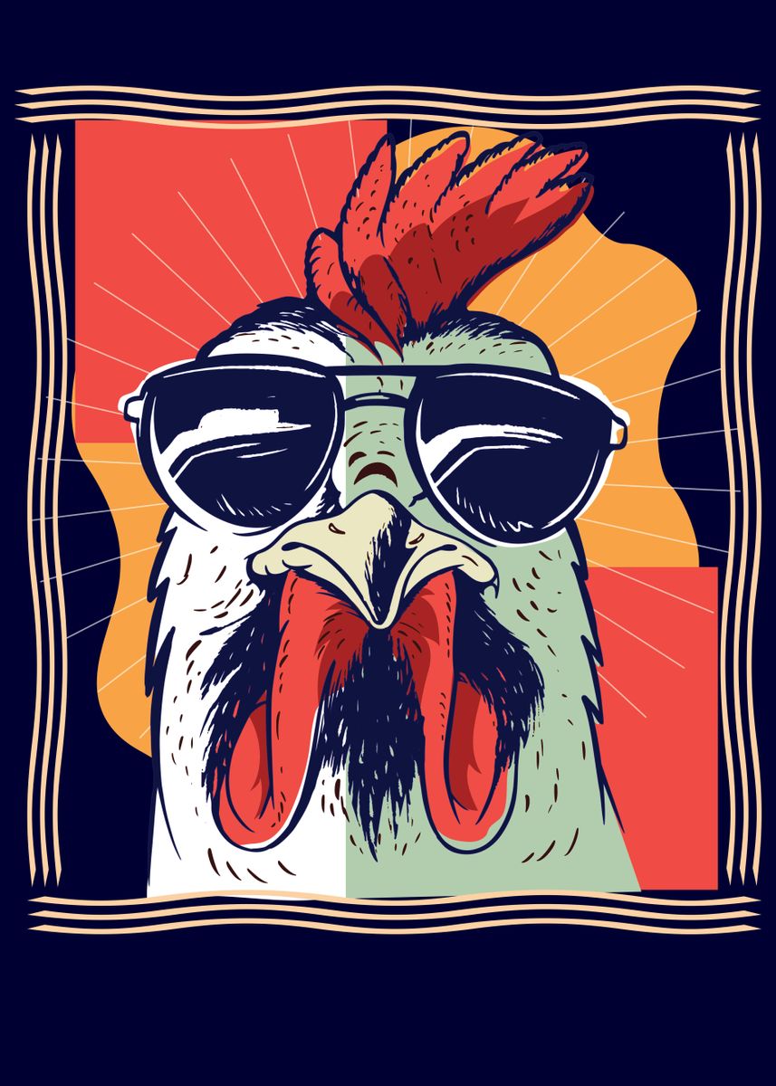 'Cool Rooster' Poster, picture, metal print, paint by ShirTom | Displate