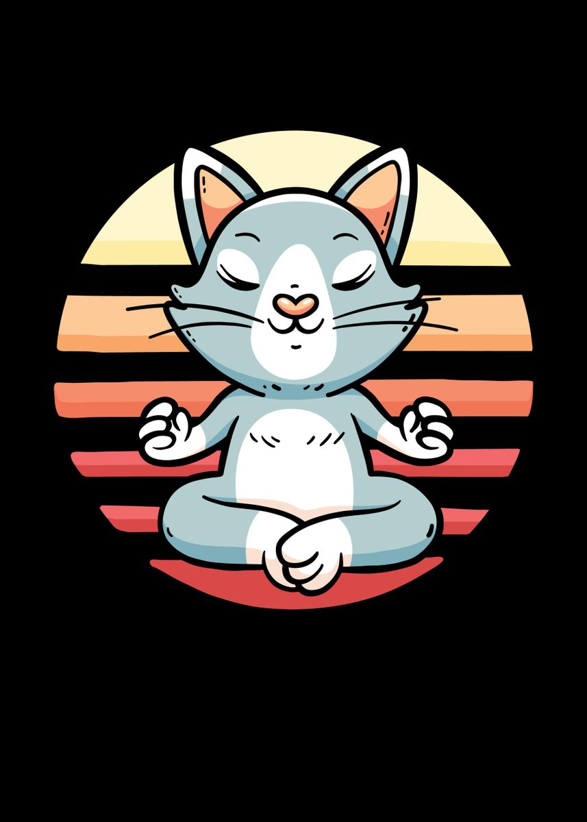 'Cataste Namaste Cat retro' Poster by StonerPlates | Displate