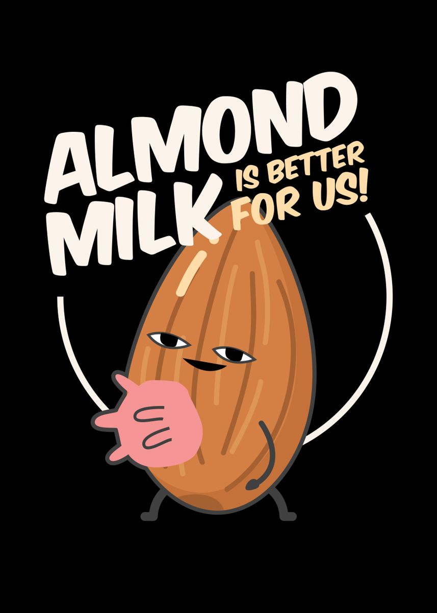 'Cow Almond Milk' Poster, picture, metal print, paint by Mooon | Displate