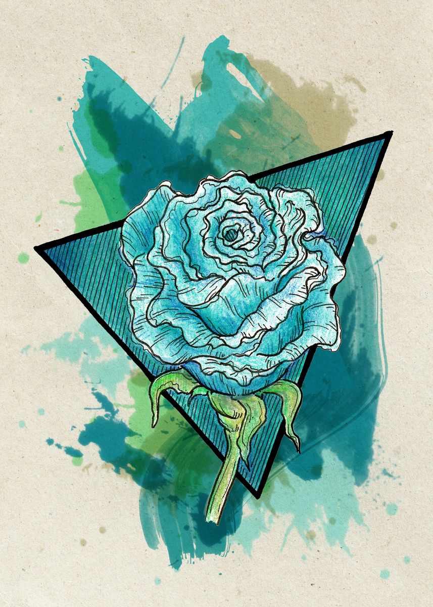 'Mint Green Rose Light' Poster by Kaisa Holsting | Displate