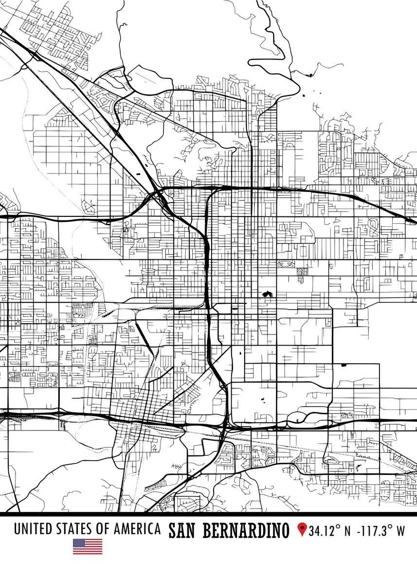 'San Bernardino USA Map' Poster by Artistic Paradigms | Displate