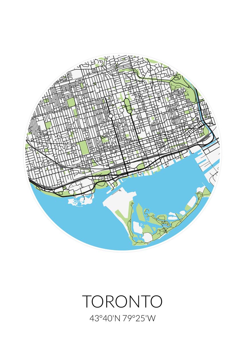 'Toronto Circle City Map' Poster, picture, metal print, paint by ...
