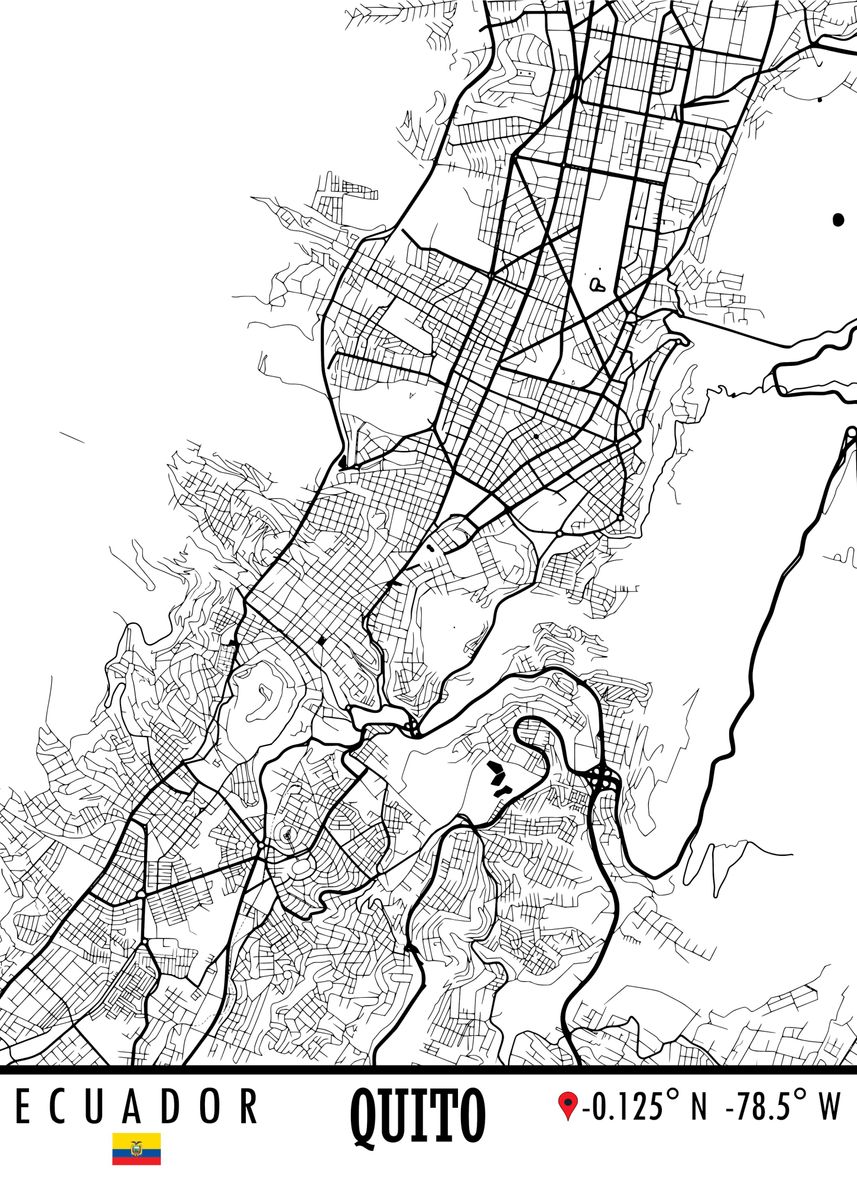 'Quito Ecuador Map' Poster by Artistic Paradigms | Displate