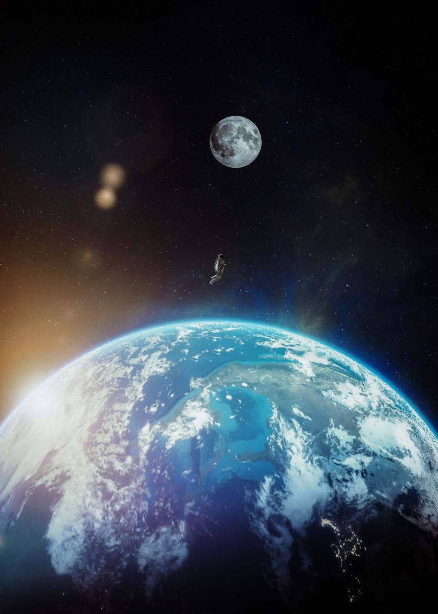 'Astronaut flying to moon' Poster by Gen Z | Displate