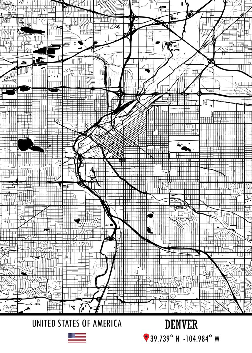 'Denver USA Map' Poster by Artistic Paradigms | Displate