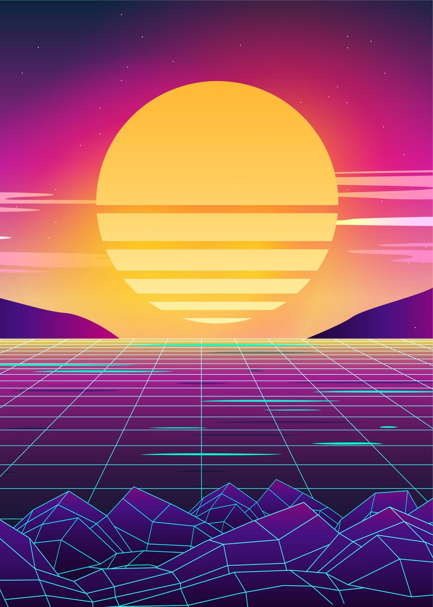 'Classic Sunset Synth' Poster, picture, metal print, paint by EDM ...