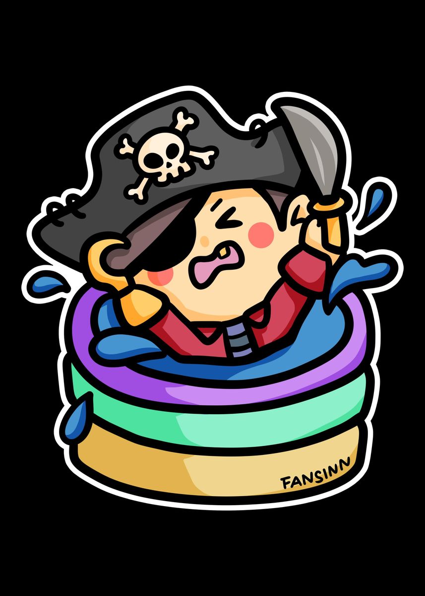 'Pirate screaming skull kid' Poster, picture, metal print, paint by ...