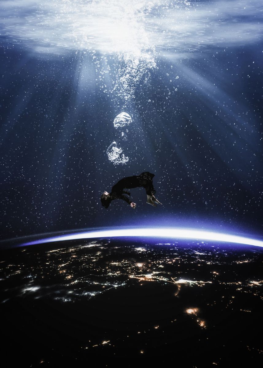 'Dive in the Space Ocean' Poster, picture, metal print, paint by Gen Z ...