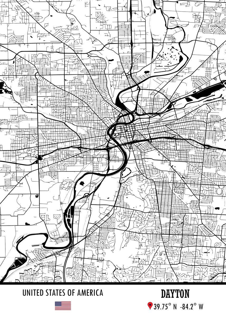 'Dayton USA Map' Poster, picture, metal print, paint by Artistic ...