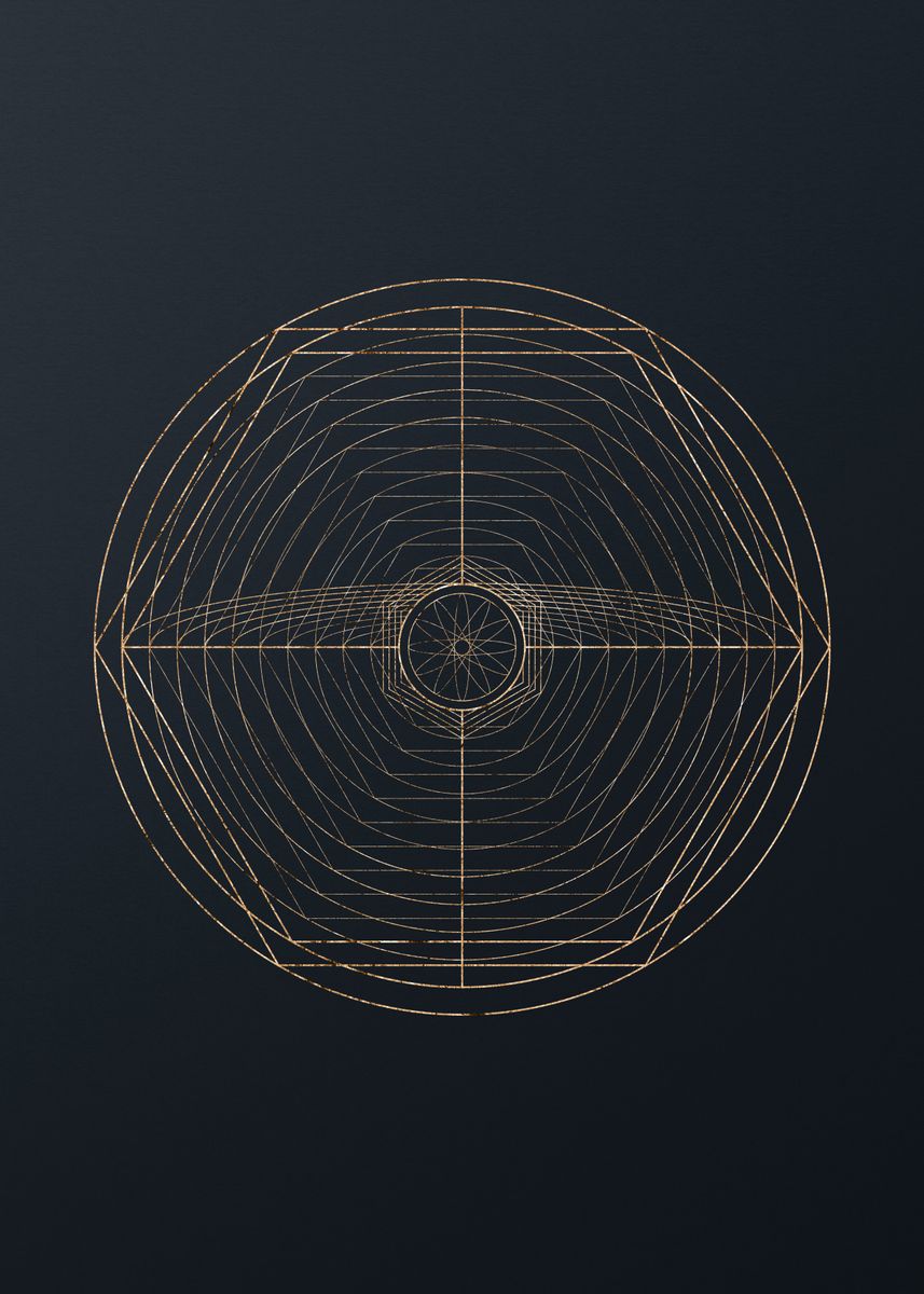 'Gold Geometric Glyph' Poster, picture, metal print, paint by Holy Rock ...