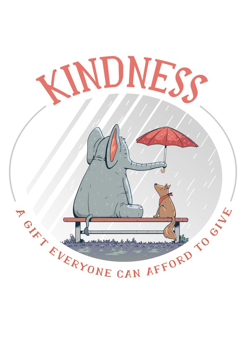 'Cute Kindness Elephant Dog' Poster, picture, metal print, paint by ...
