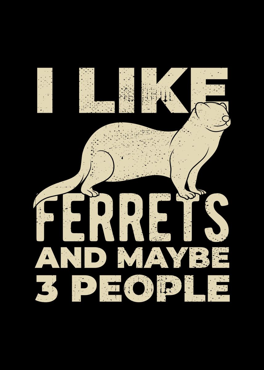 'I Like Ferrets' Poster, picture, metal print, paint by Visualz | Displate