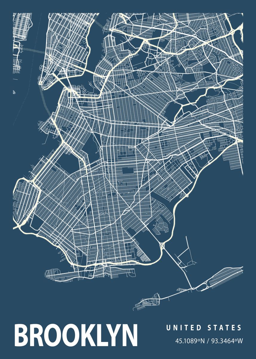 'Blueprint map Brooklyn' Poster by PrintsWithPersonality | Displate