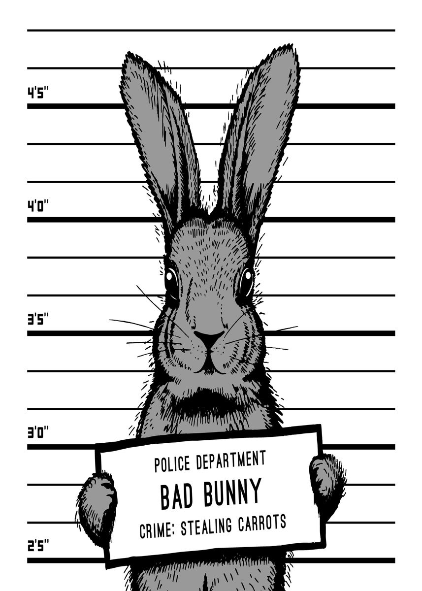 'Rabbit Mugshot ' Poster by Designersen | Displate