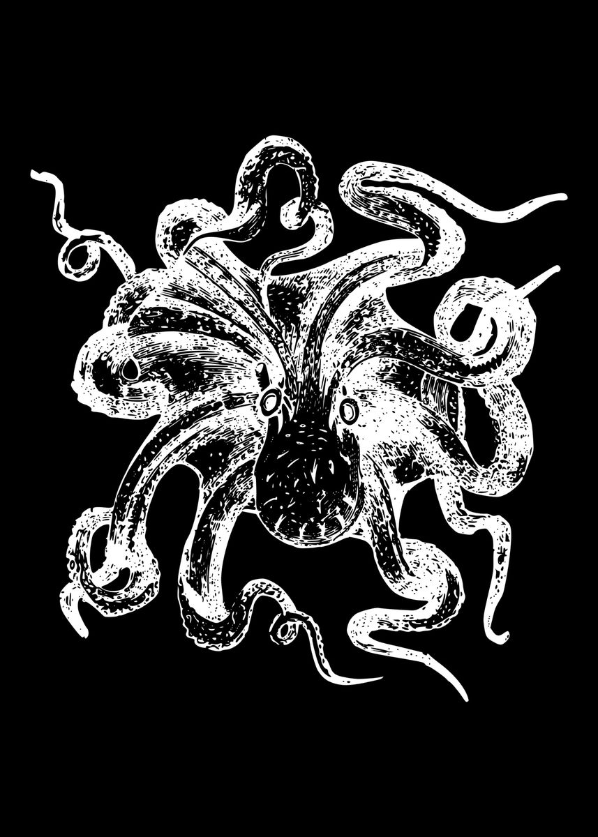 'Octopus Kraken Mollusc Squ' Poster, picture, metal print, paint by ...