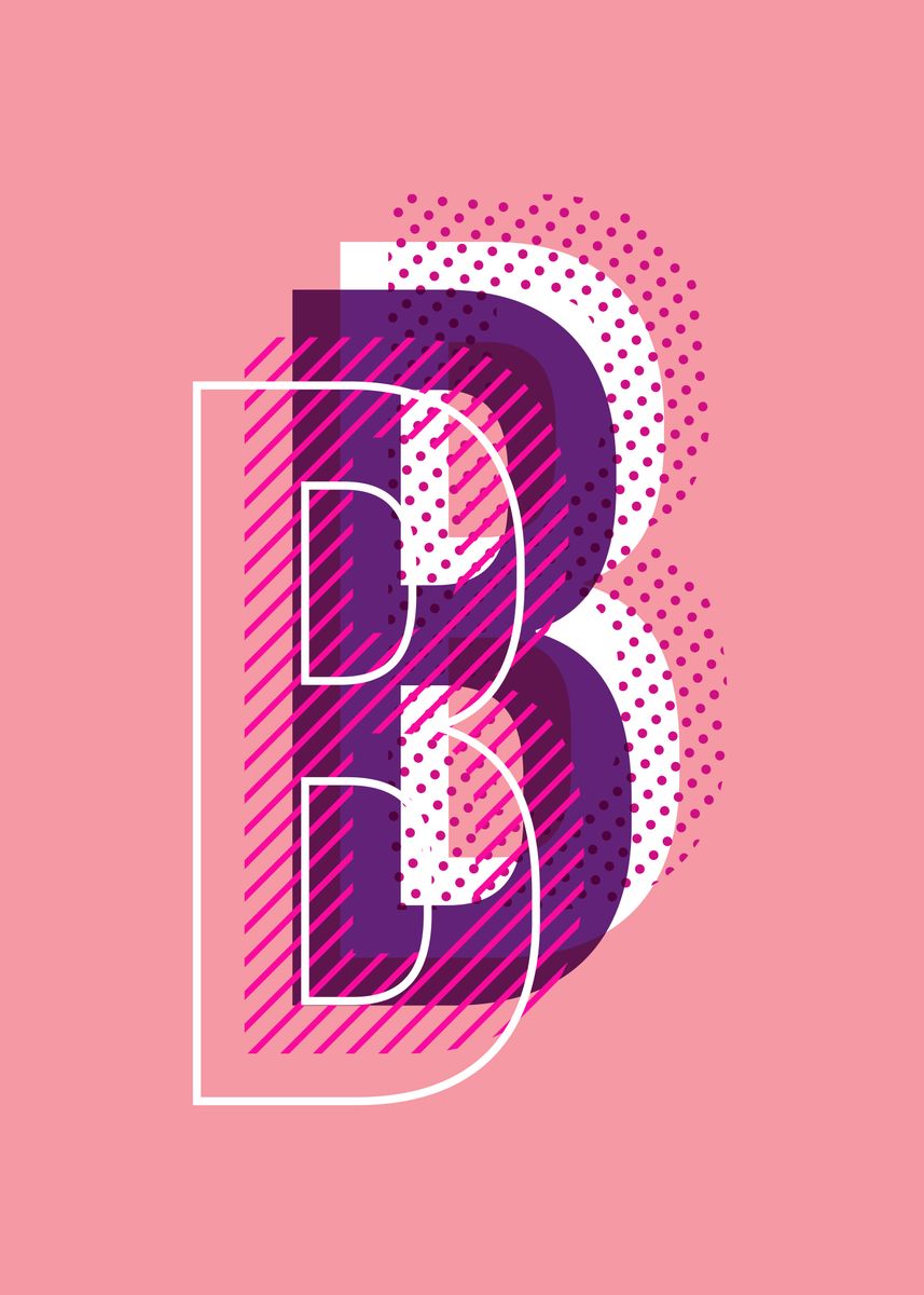'Pink B' Poster, picture, metal print, paint by Emileo Estevez | Displate