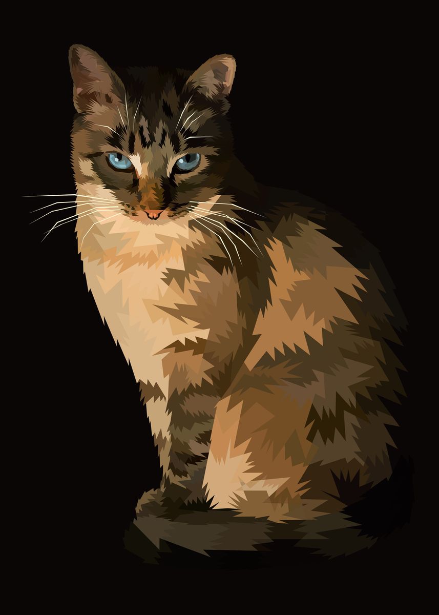 'Cat sitting' Poster, picture, metal print, paint by Ari yanda | Displate