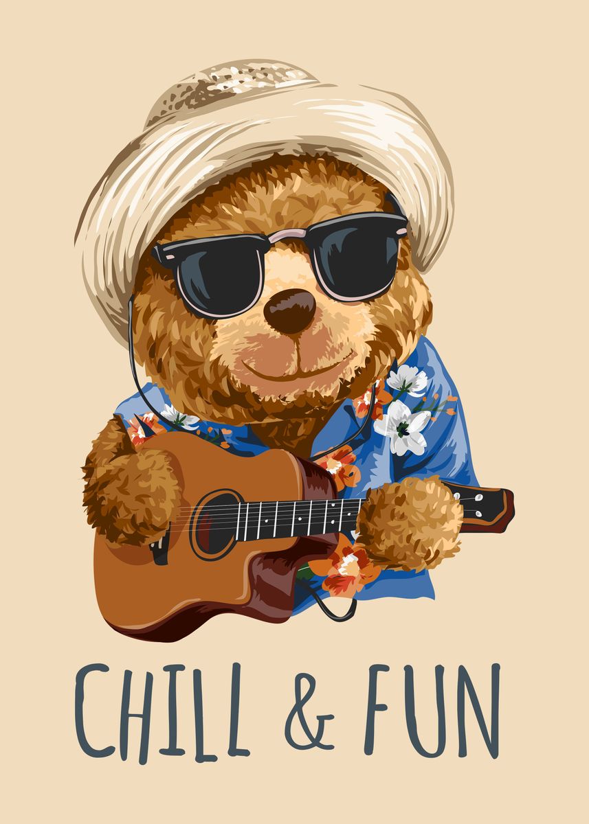 'Chill and fun bear toy' Poster, picture, metal print, paint by Ari ...