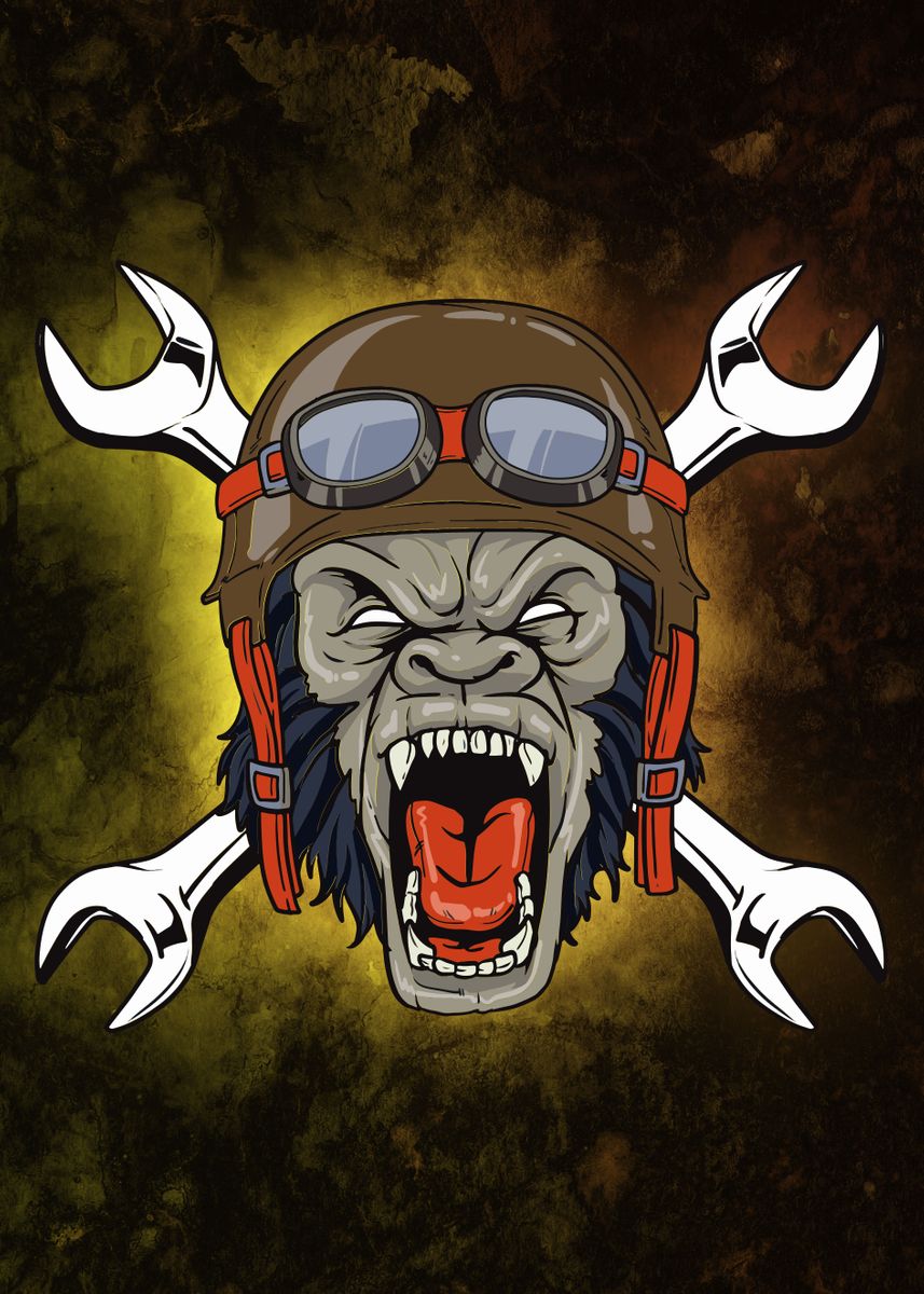 'Biker Gorilla Design' Poster, picture, metal print, paint by Reinhard ...