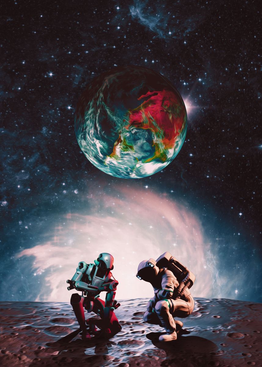 'Spaceman Space Robot Scifi' Poster, picture, metal print, paint by ...