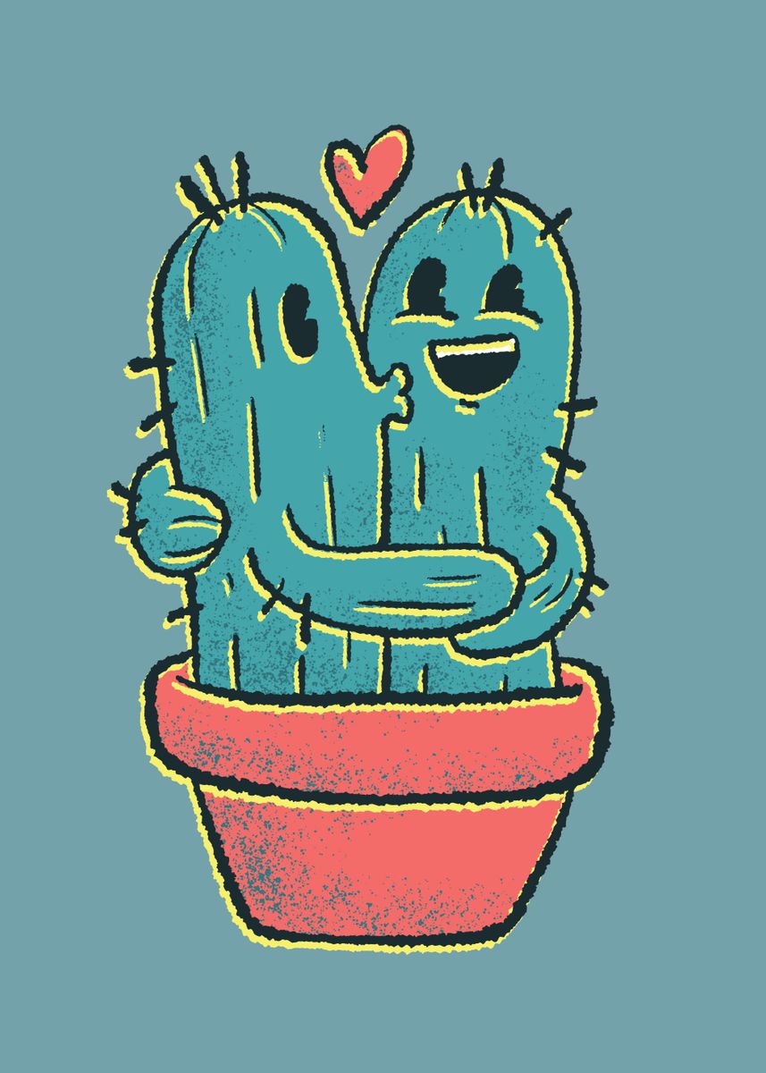 'Cactus Couple' Poster, picture, metal print, paint by StonerPlates ...
