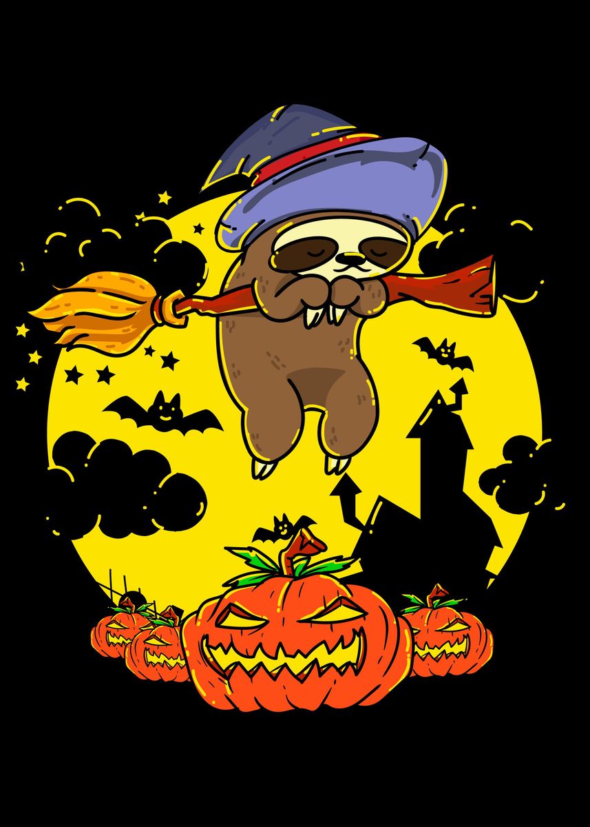 'Funny Halloween sloth with' Poster by MzumO | Displate
