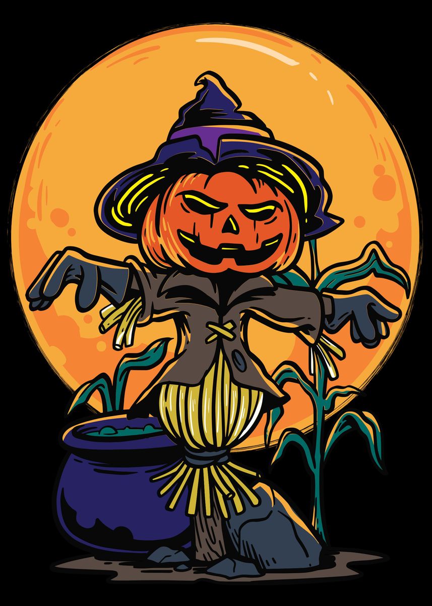 'Halloween Scarecrow' Poster by Sabine Langer | Displate