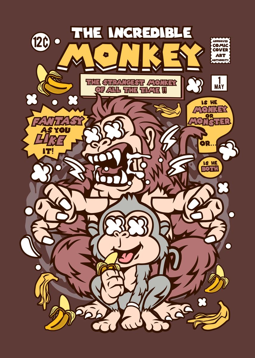 'Incredible Monkey' Poster, picture, metal print, paint by Ralph ...