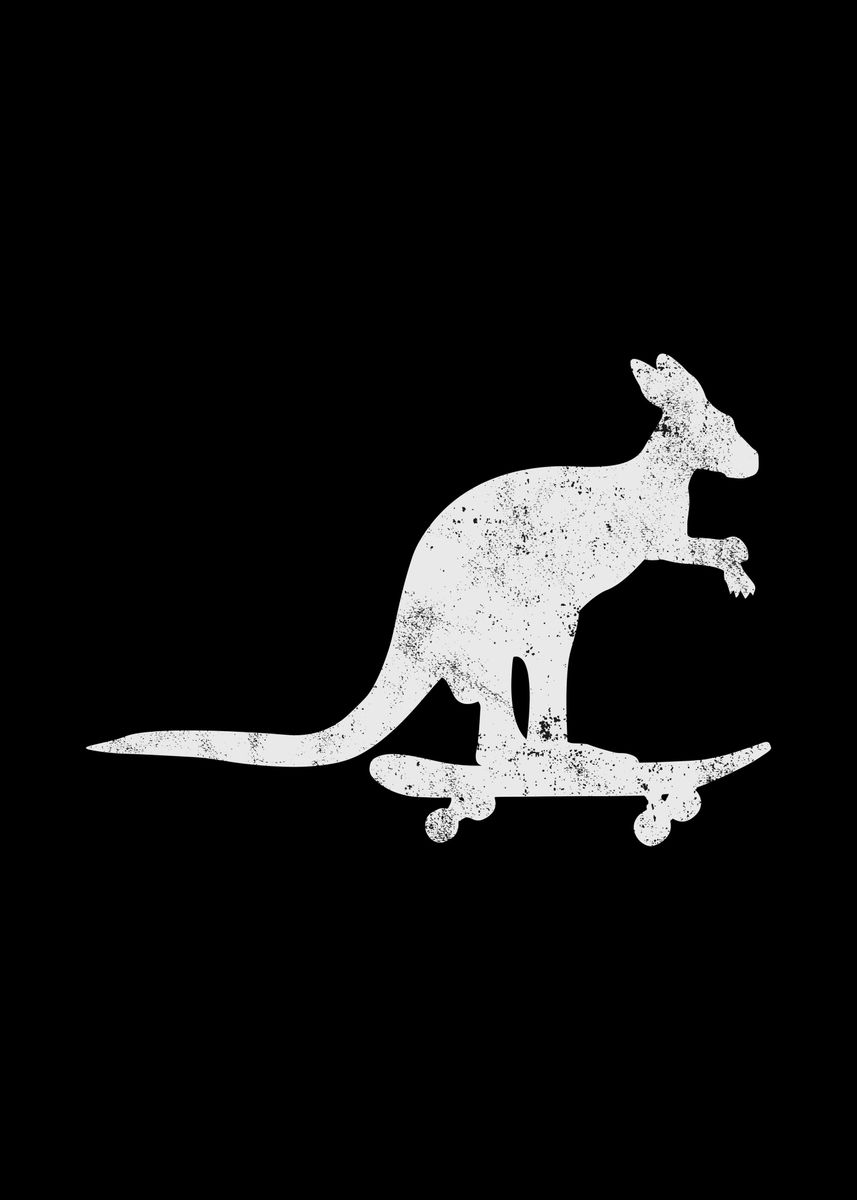 'Kangaroo Skateboard Skatin' Poster by Mealla | Displate