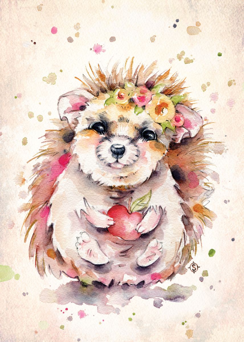 'Sweet Hedgehog' Poster, picture, metal print, paint by Sillier Than ...