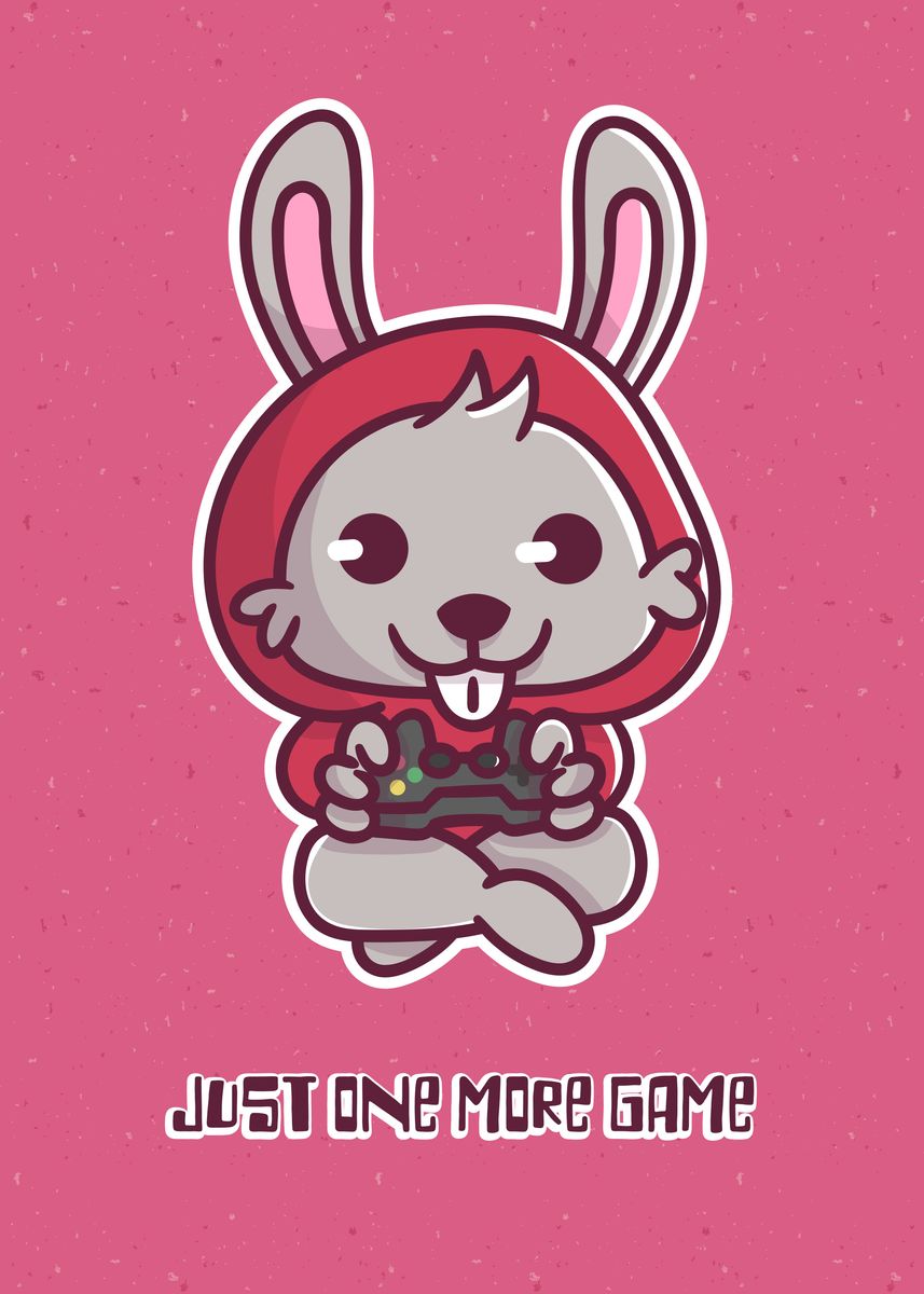 'Kawaii Gaming Rabbit' Poster, picture, metal print, paint by Kunyah ...