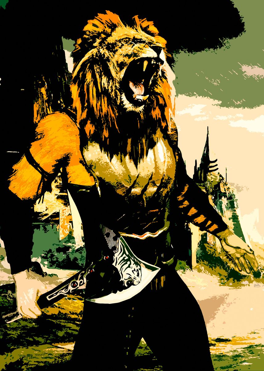'Fantasy Lion Warrior' Poster, picture, metal print, paint by ANDRE ...